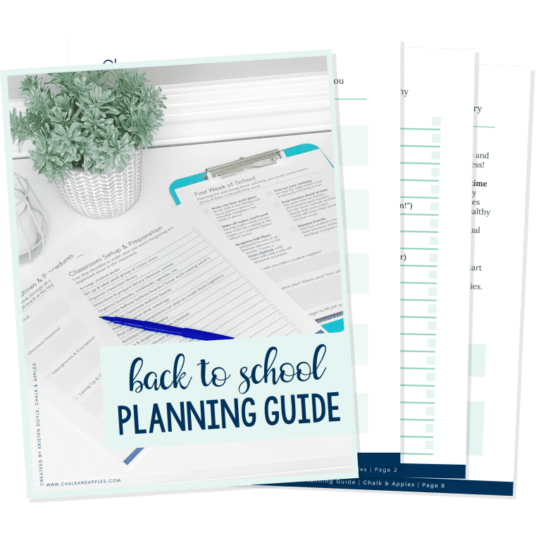 FREE Back to School Planning Guide - Chalk & Apples