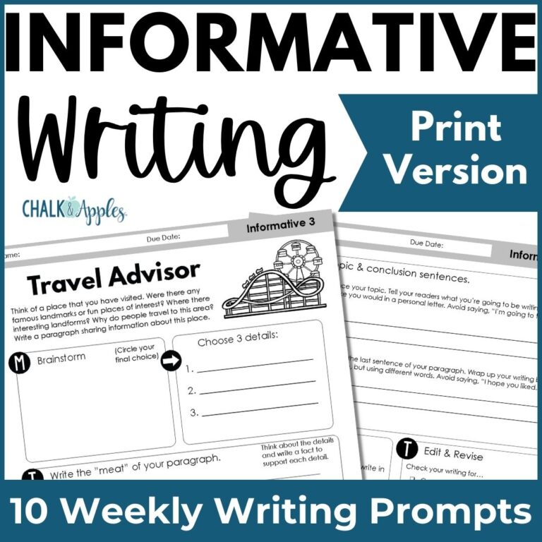 Paragraph Writing Bundle - Print & Digital Weekly Writing Prompts ...