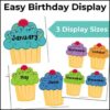 Birthday Cupcakes - Easy Birthday Bulletin Board - Chalk & Apples