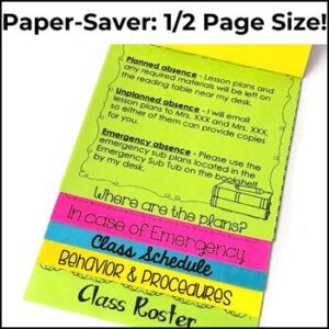 Substitute Info Flipbook (Editable Flip Book) - Chalk & Apples