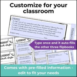 Student Passwords & Technology Info Flip Book (Editable Flipbook ...