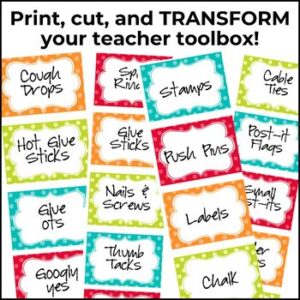 Teacher Toolbox - Editable Turquoise Dots Labels - Chalk & Apples