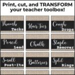 Teacher Toolbox - Burlap & Chalk - Rustic Farmhouse Chic - Chalk & Apples