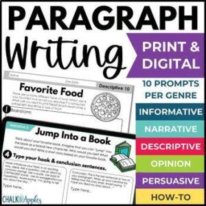Paragraph Writing Bundle - Print & Digital Weekly Writing Prompts ...