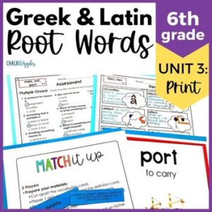 6th Grade Vocabulary Greek & Latin Roots - Unit 3 - Chalk & Apples