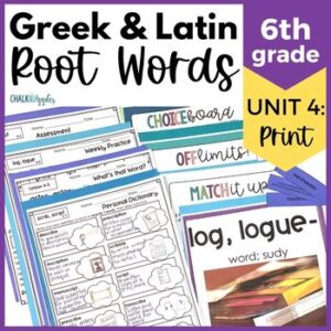 6th Grade Vocabulary Greek & Latin Roots - Unit 4 - Chalk & Apples