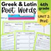 4th Grade Vocabulary Greek & Latin Roots - Unit 2 - Print Version ...