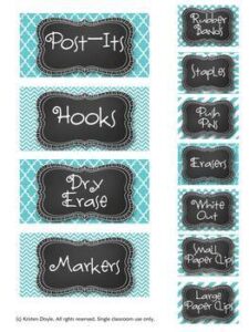 Teacher Toolkit - Aqua Blue Chalkboard (Editable) - Chalk & Apples