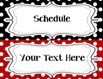 Classroom Label Pack (Editable) - Red & Black Polka Dots - Chalk & Apples