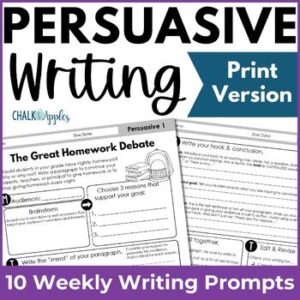 Persuasive Writing Prompts & Graphic Organizers for Weekly Paragraph ...