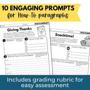 How To Writing Prompts & Graphic Organizers for Weekly Paragraph ...